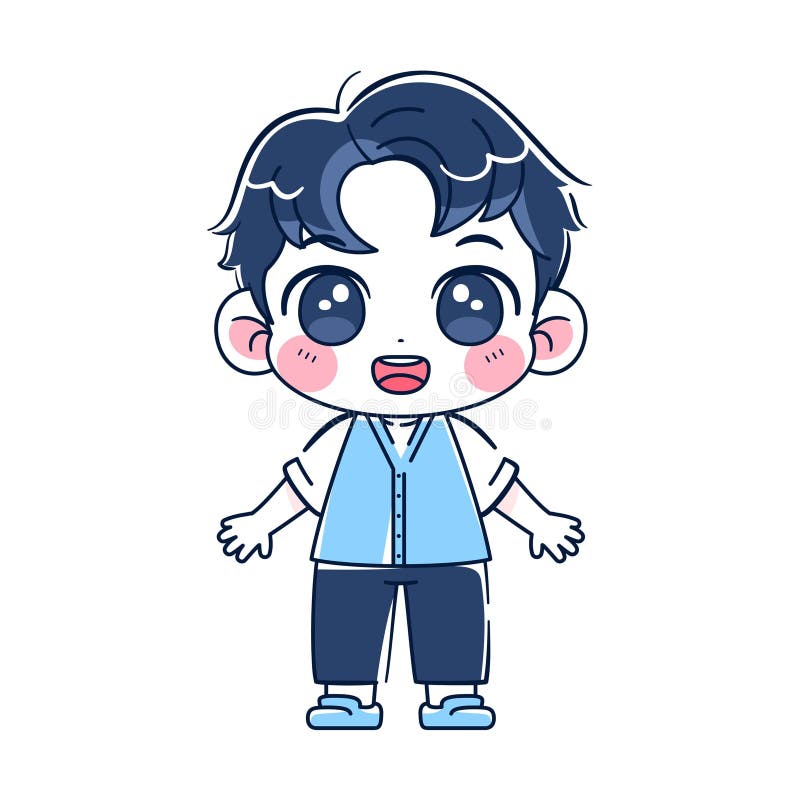 Vector Kawaii Boy Cartoon Set Illustration Isolated Stock Vector ...