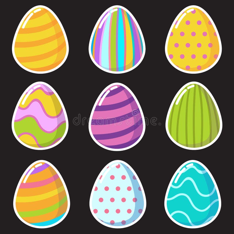 Vector Kawaii Egg Emoji Easter Stickers Stock Illustration ...