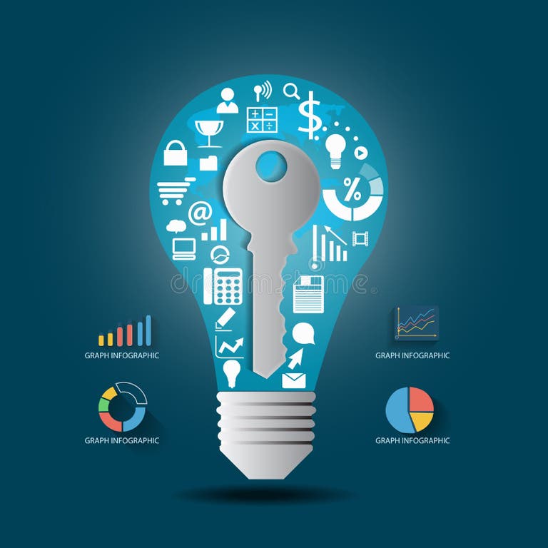 Vector Key Idea with Business Icons and Graph Stock Vector ...