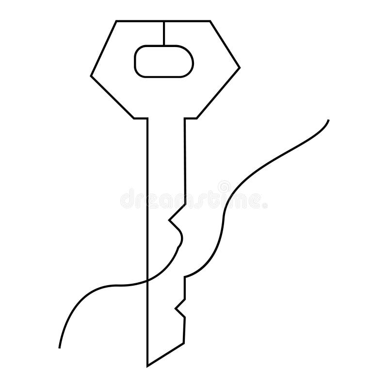 Vector Key in One Continuous Line Art Drawing Style Metal Key Shape ...