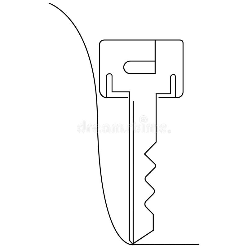 Vector Key in One Continuous Line Art Drawing Style Metal Key Shape ...