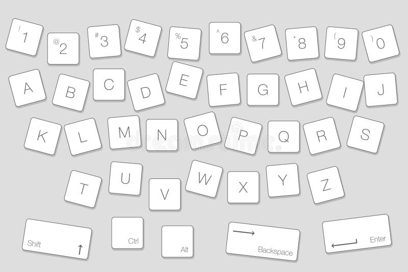 Vector Keyboard Computer Letter Keys. Isolated White Buttons in Stock ...