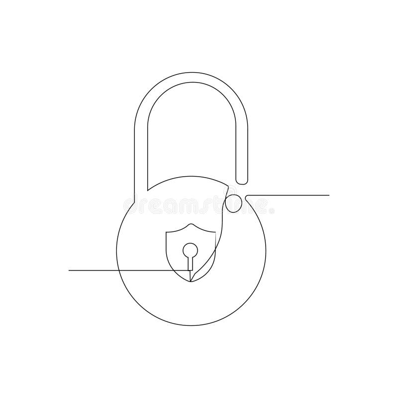 Vector Metal Padlock Continuous One Line Drawing of Padlock Concept ...