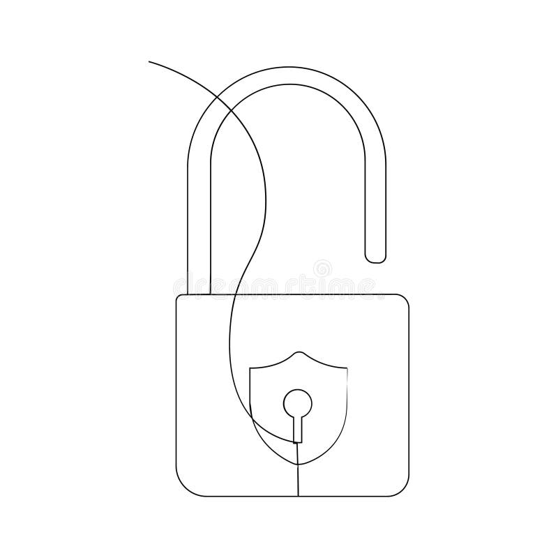 Vector Metal Padlock Continuous One Line Drawing of Padlock Concept ...