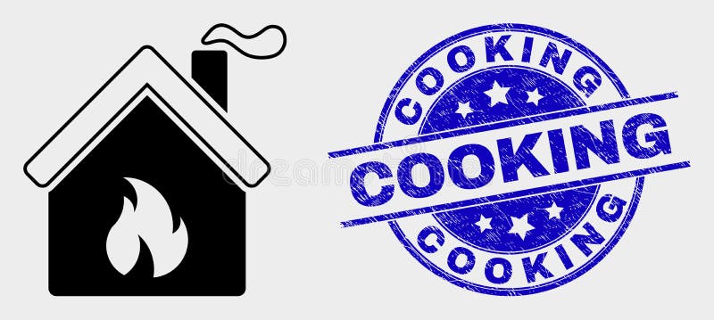 Vector Kitchen Building Icon and Grunge Cooking Watermark Stock Vector ...