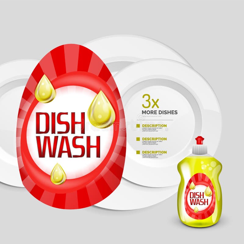 Vector Kitchen Dish Wash Ad Product Package Stock Illustration ...