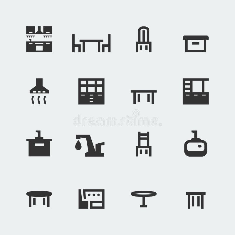 Vector Home Furniture Mini Icons Set #1 Stock Vector - Illustration of ...