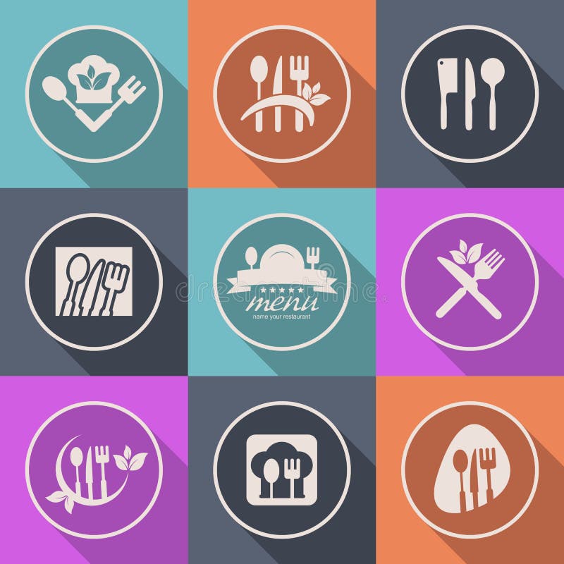 Vector Kitchen Icon Menu Logo Sign Stock Vector - Illustration of ...