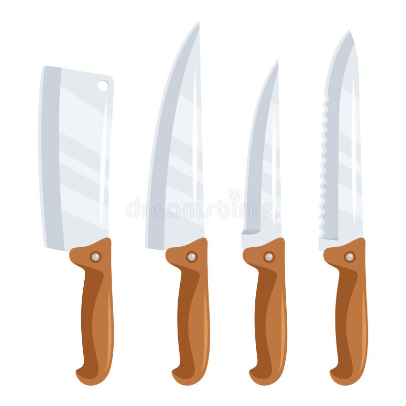 Vector Kitchen Knife Icon Set, Isolated. Various Kitchen Knives Design ...