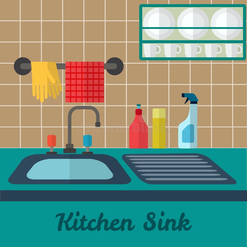 Kitchen Sink With Natural Cleaning Products Vinegar Lemon Baking