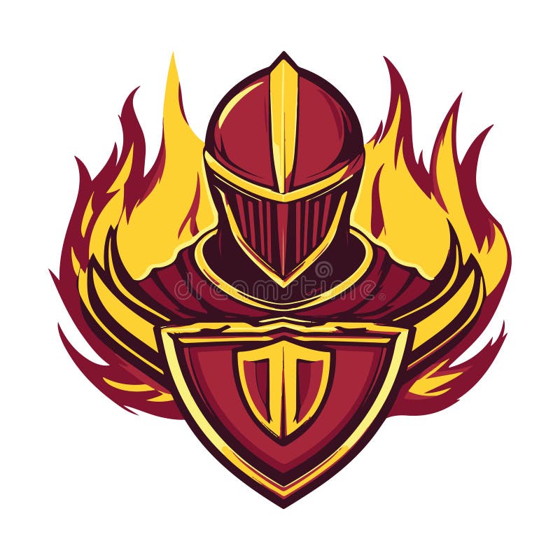 Vector of a Knight with Shield and Fire Surrounding Him Stock Vector ...