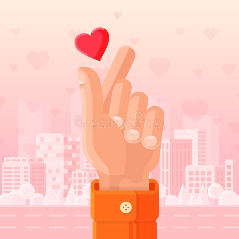 Vector Korean Heart Hand Gesture Symbol Stock Vector - Illustration of ...