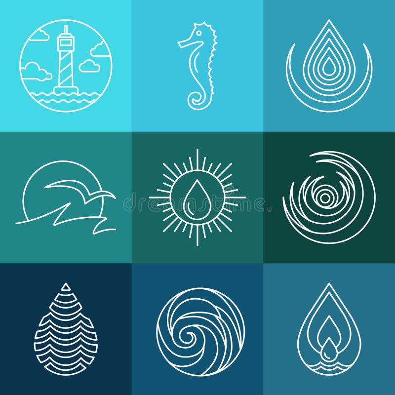 Vector L'acqua, La Linea Di Mare Icone Ed Il Logos Illustrazione ...