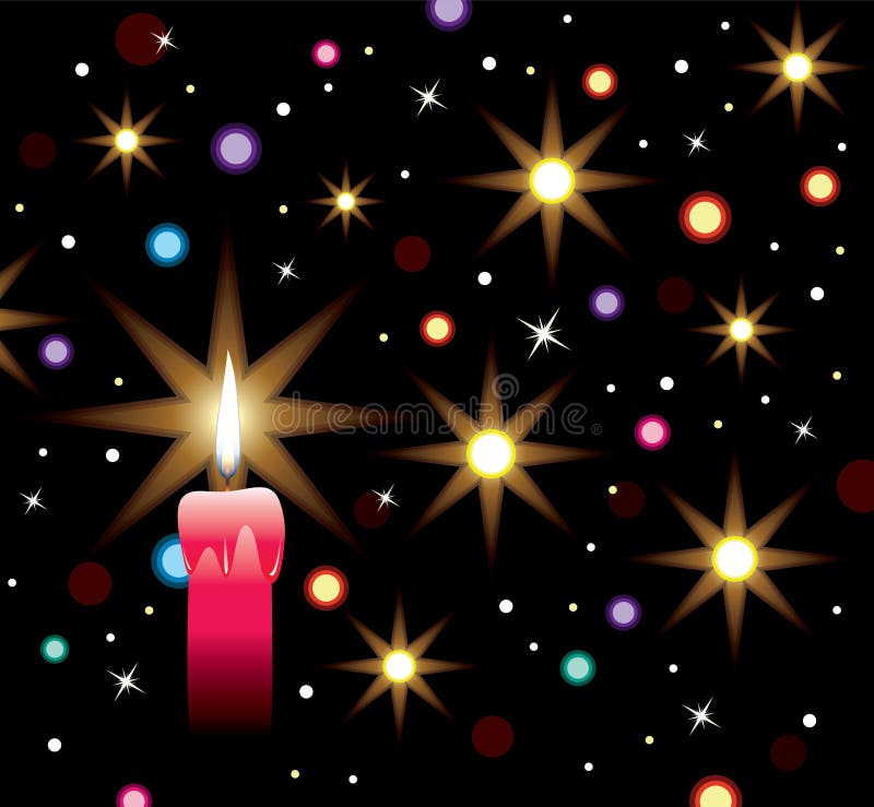 Vector La Candela Burning Con Gli Indicatori Luminosi E Le Stelle ...