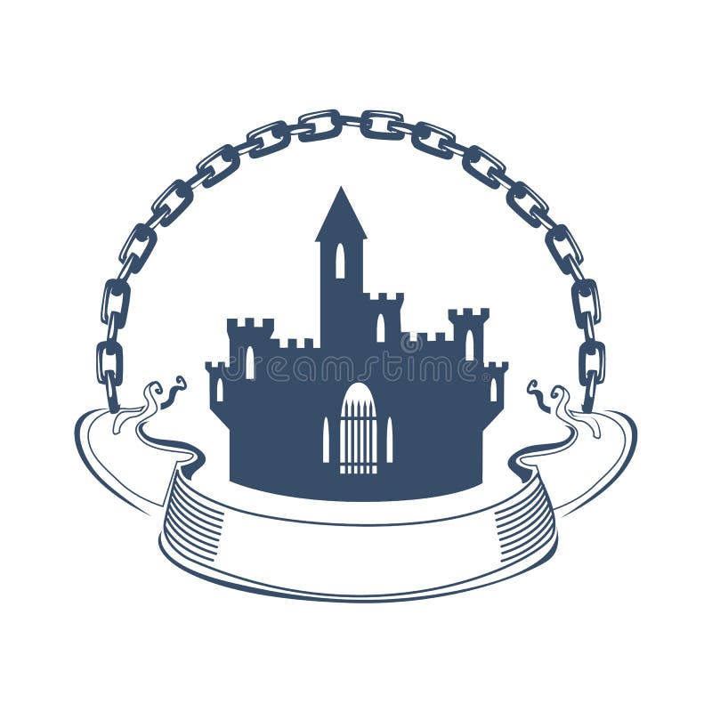 Vector Label of a Medieval Castle with Vintage Ribbon Stock Vector ...