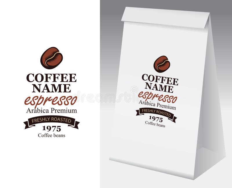 Vector Label and Paper Packaging for Coffee Beans Stock Vector ...