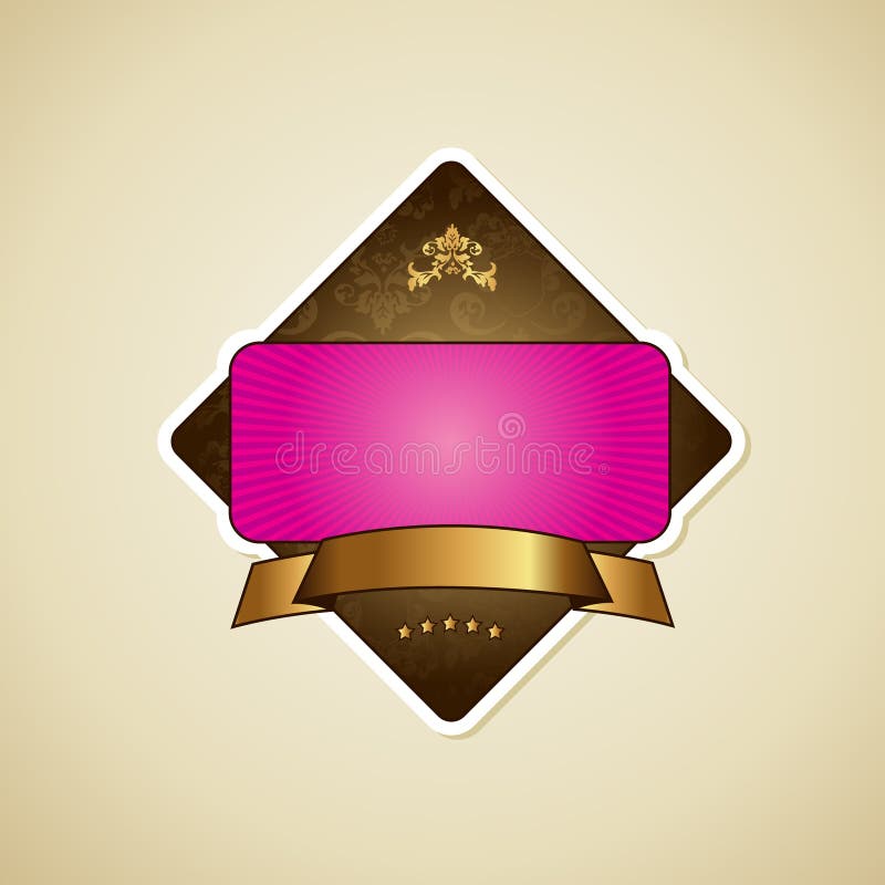 Vector label with ribbon. stock vector. Illustration of pink - 11994730