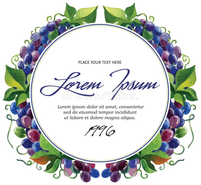 Vector Label Template Wine Grape Branches with Stock Vector ...