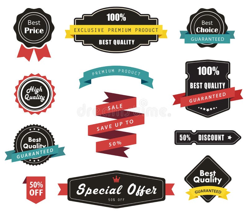 Vector Labels, Banners Ribbons and Stickers Stock Vector - Illustration ...