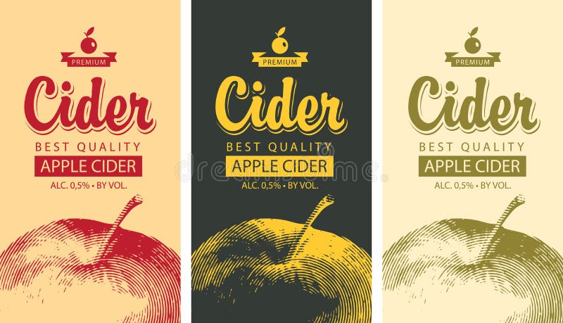 Vector Labels for Cider with Apple and Inscription Stock Vector ...