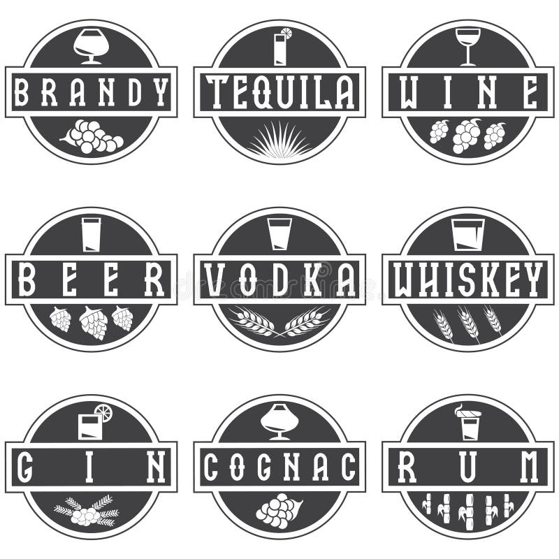 Vector Labels Set of Alcohol Drinks Stock Vector - Illustration of ...