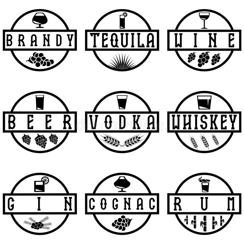 Vector Labels Set of Alcohol Drinks Stock Vector - Illustration of ...