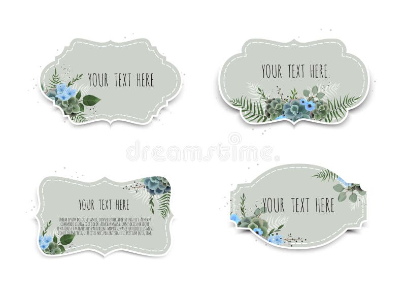 Vector Labels Set with Flowers. Frame Border with Copy Space Stock ...