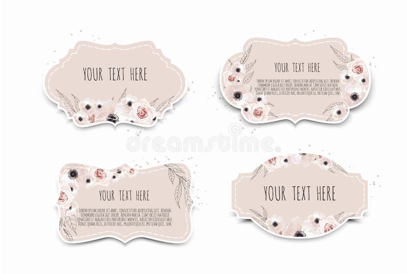 Vector Labels Set with Flowers. Frame Border with Copy Space Stock ...