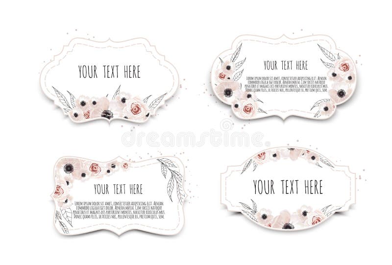 Vector Labels Set with Flowers. Frame Border with Copy Space Stock ...
