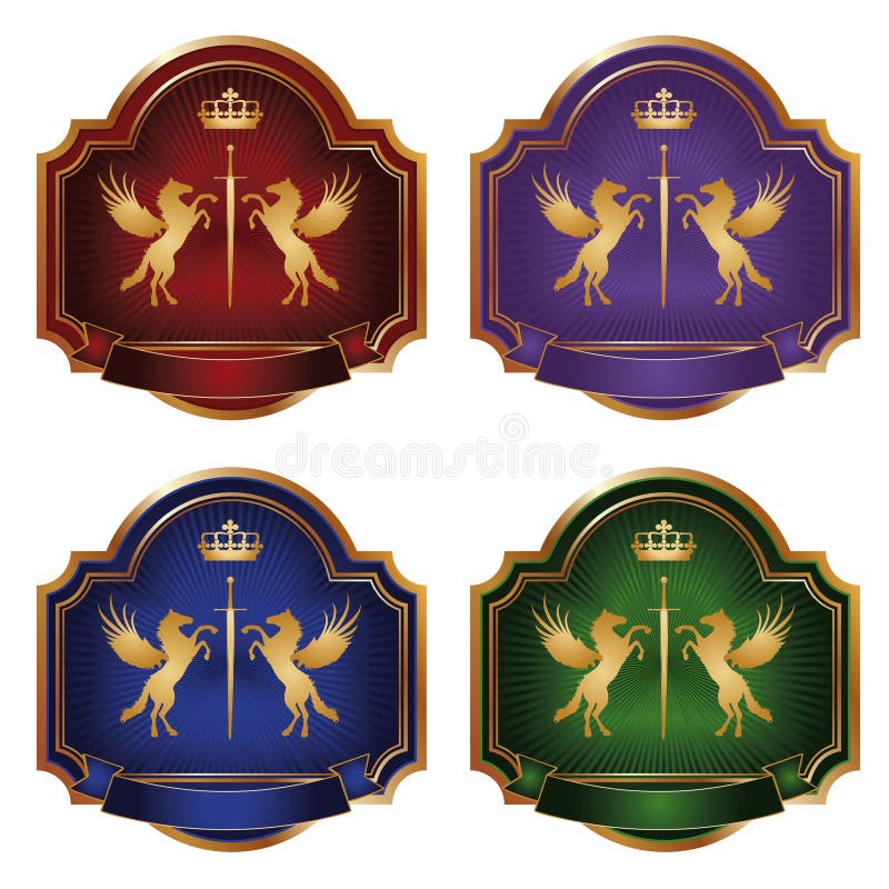 Heraldry shields stock vector. Illustration of bird, crown - 54996570