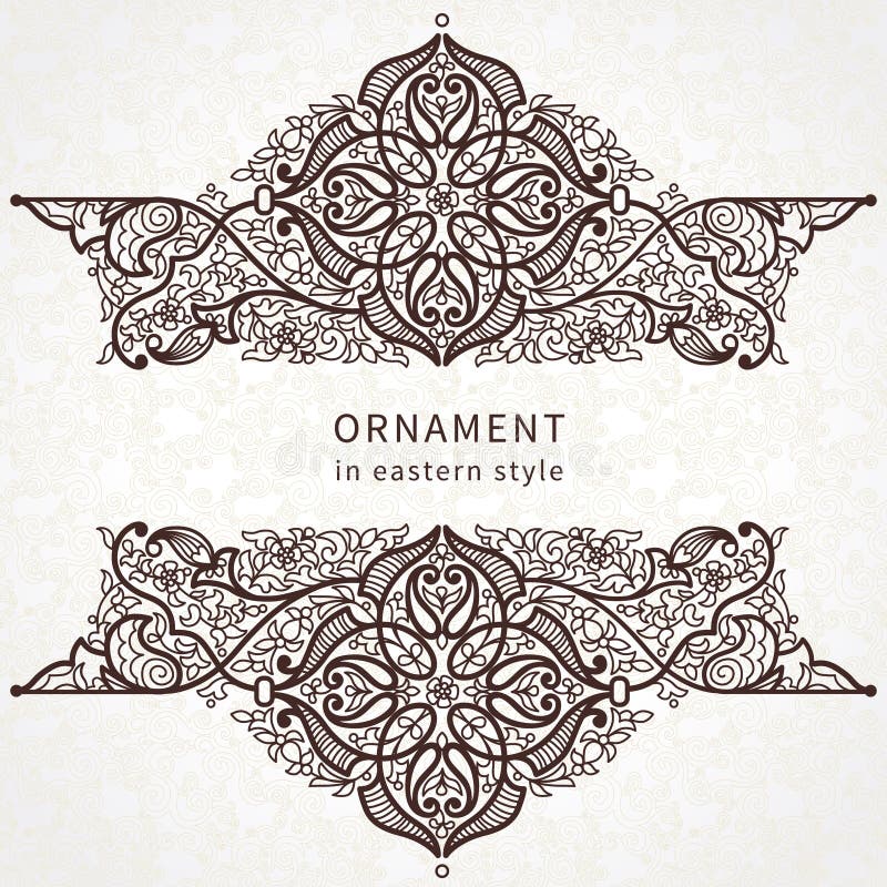 Vector Lace Card in Eastern Style on Scroll Work Background. Stock ...