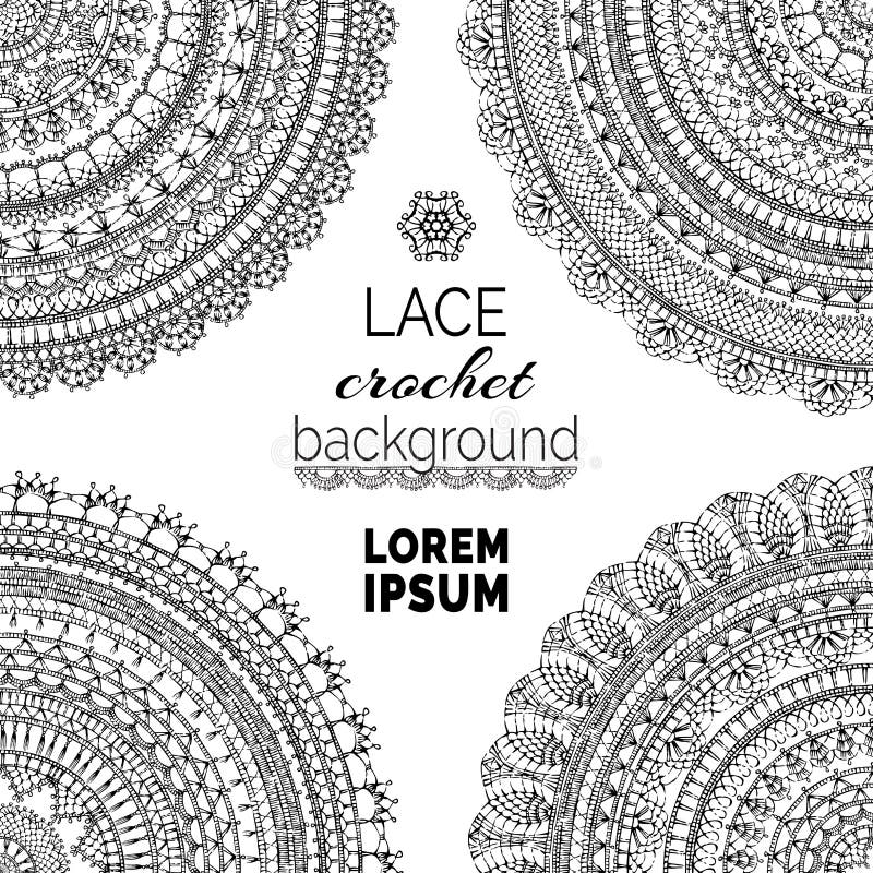 Vector Lace Crochet Background. Stock Vector - Illustration of circle ...
