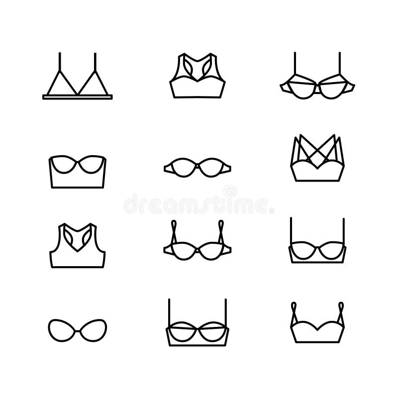 Vector Ladies Bra Icons Set Stock Vector - Illustration of maternity ...