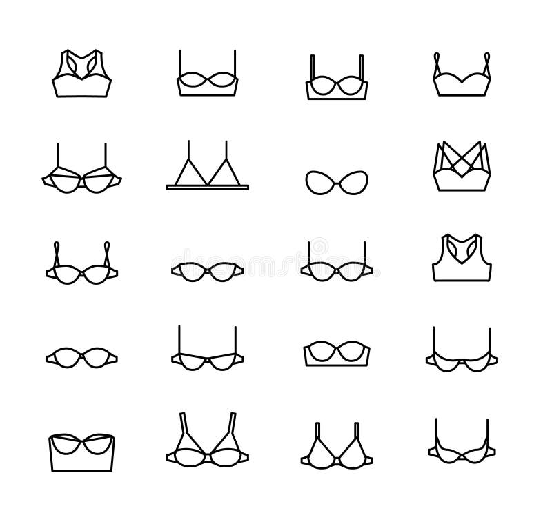 Vector Ladies Bra Icons Set Stock Vector - Illustration of shape ...