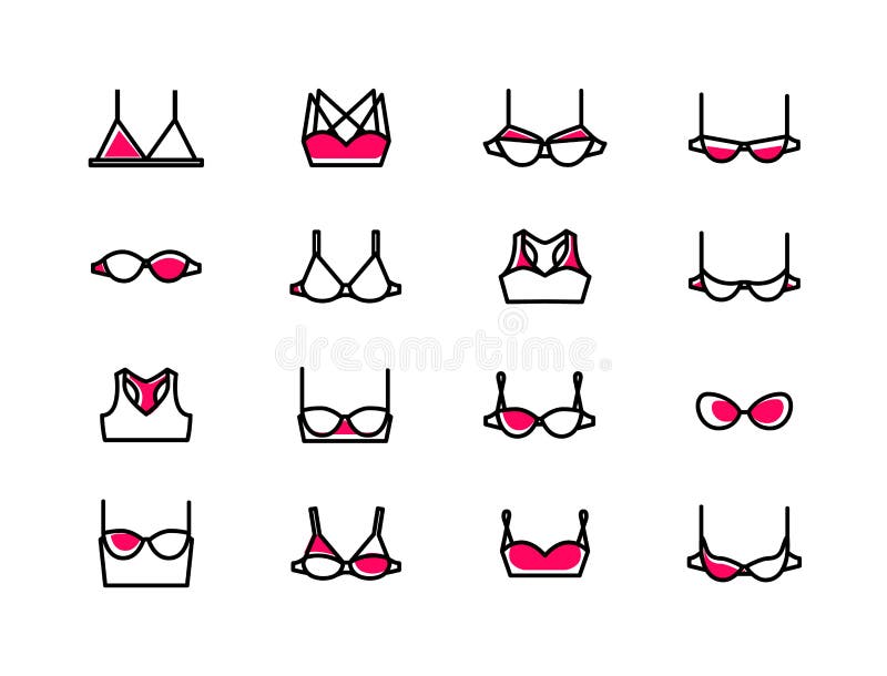 Vector Ladies Bra Icons Set Stock Vector - Illustration of adhesive ...