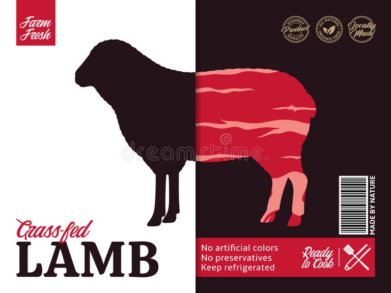 Vector Lamb Packaging Design Concept with Sheep Silhouette Stock Vector ...