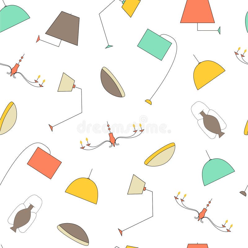 Vector Lamps Seamless Pattern. Stock Vector - Illustration of color ...
