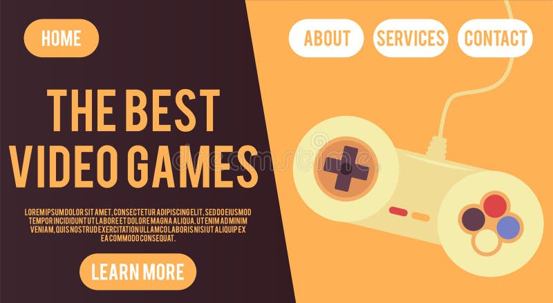 Vector Landing Page Template with Advertise of Best Computer Video ...