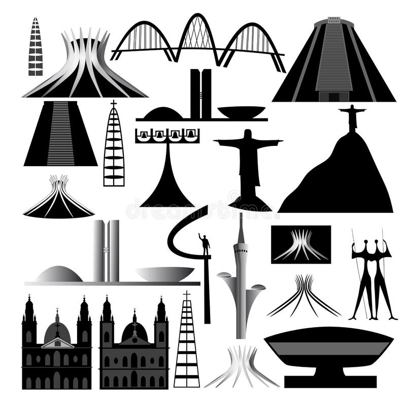 Vector Landmarks of Brasilia Editorial Stock Photo - Illustration of ...