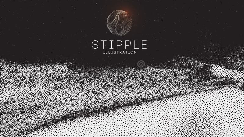 Vector Landscape of Mountain in Dotwork Style. Stipple Illustration ...