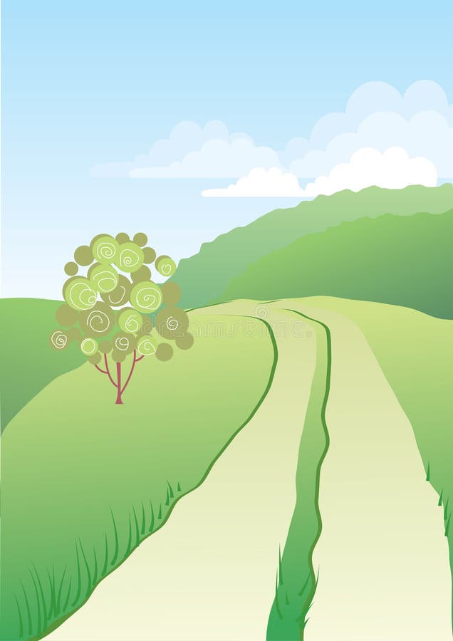 Vector landscape with road stock vector. Illustration of land - 12679597