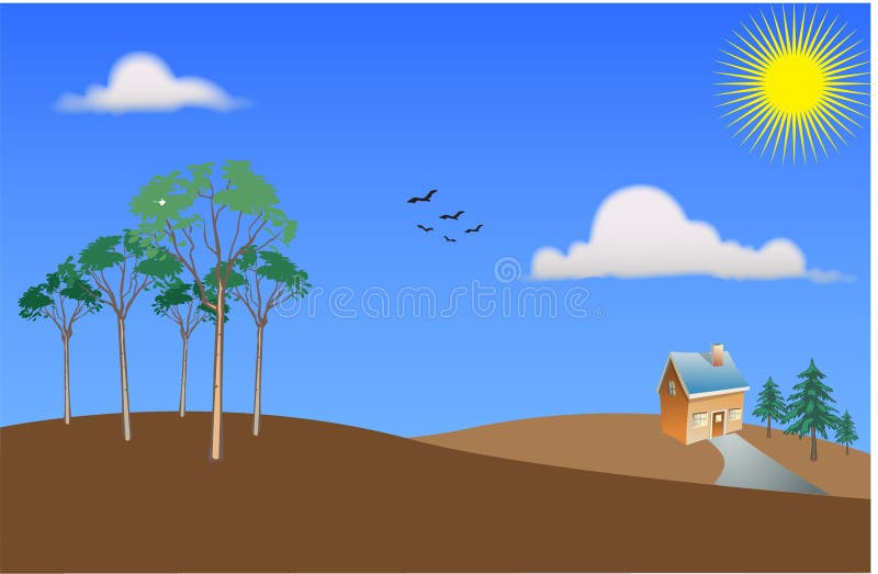 Sky and Landscape Scenic View Background Stock Illustration ...