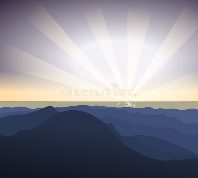 Vector Landscape Sunset Mist and Mountains Square Stock Vector ...