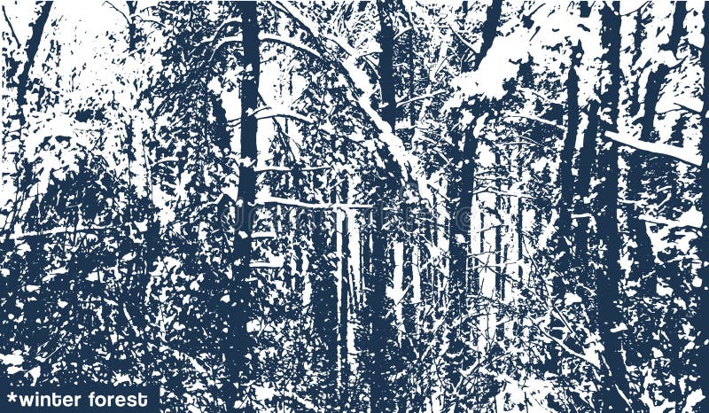 Vector Landscape Winter Forest, Texture, Monochrome Prints on Fabric ...