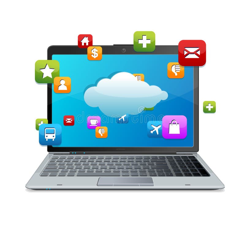 Vector Laptop with Blue Screen Cloud-computing Stock Vector ... Vector Laptop with Blue Screen Cloud-computing Stock Vector ...