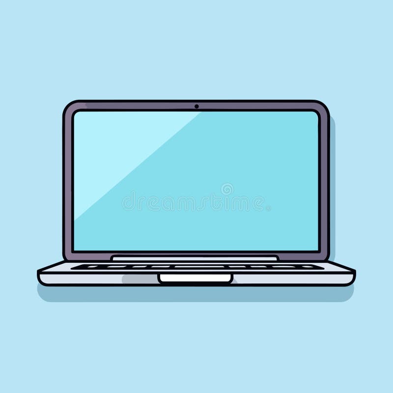 Vector of a Laptop Computer Icon on a Blue Surface Stock Vector ...