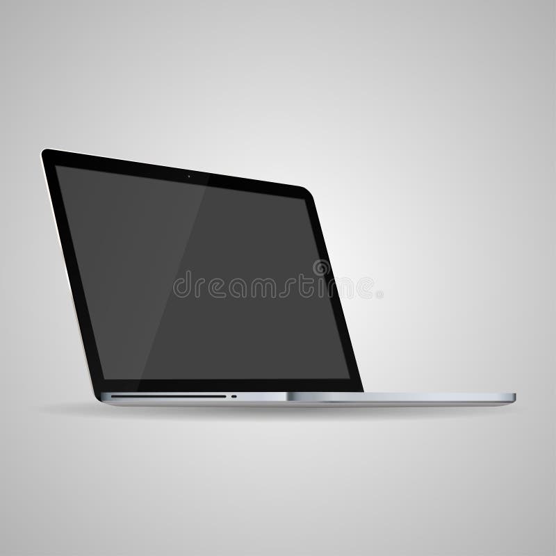 Realistic Gray Laptop with Blank Screen on a Transparent Background ...