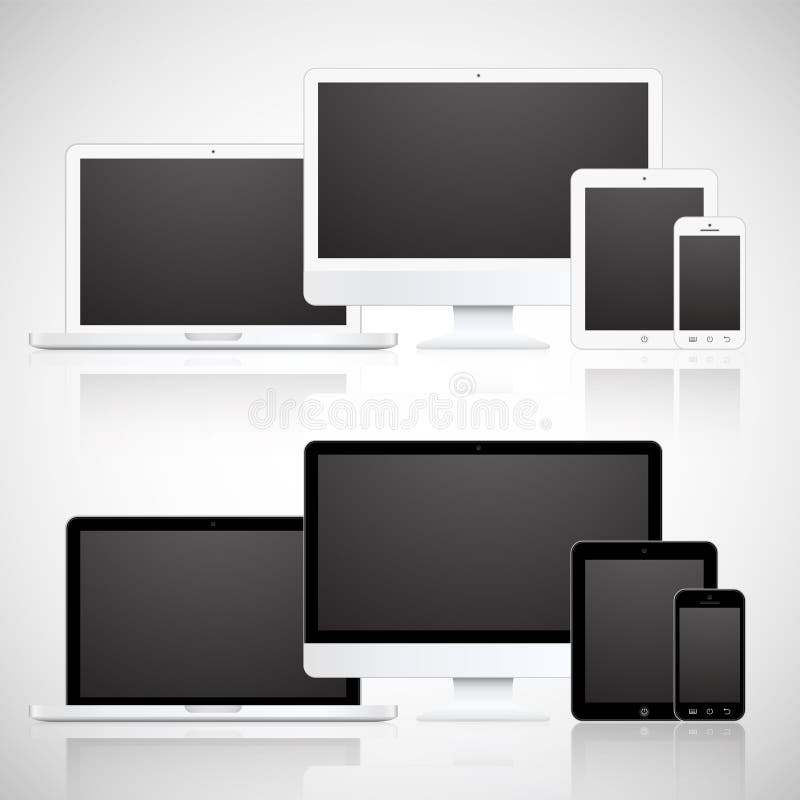Computer, Laptop, Mobile Phone and Digital Tablet Pc Stock Illustration ...