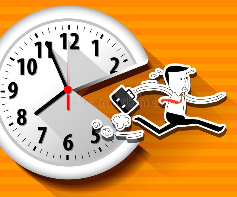 Vector Of Large Wall Clock And Running Businessman Stock Vector ...