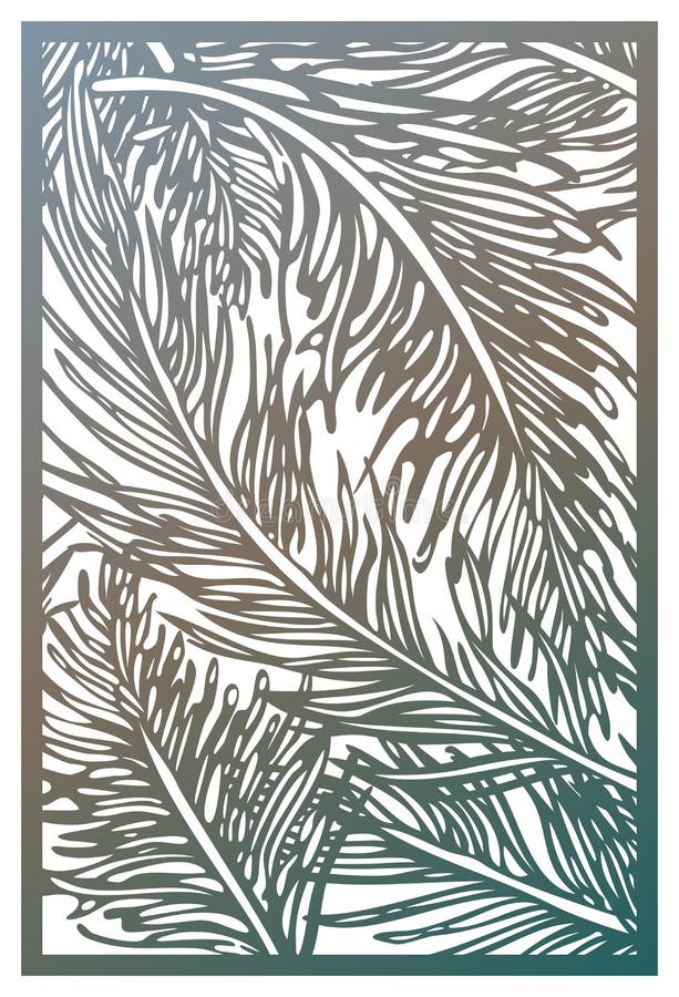 Vector Laser Cut Decorative Panel. Abstract Pattern with Tropical ...